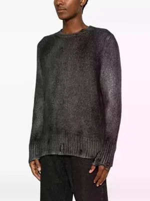 Avant Toi Distressed Spray-effect Sweater