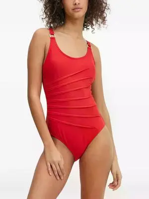 Dkny Pleated Ring Detail Swimsuit - Red