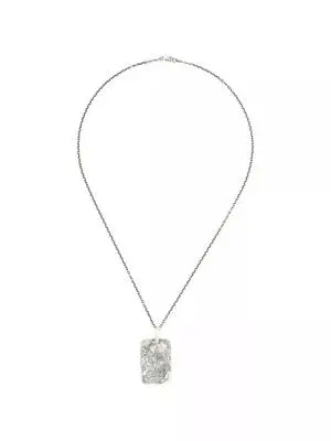 Yohji Yamamoto Engraved Pendant Necklace - Silver