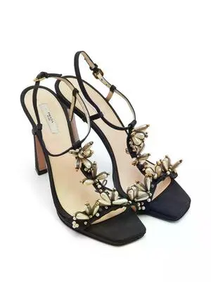 Prada Embellished T-strap Heeled Sandals