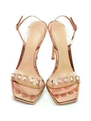 GIANVITO ROSSI Embellished Ribbon Slingback Sandals