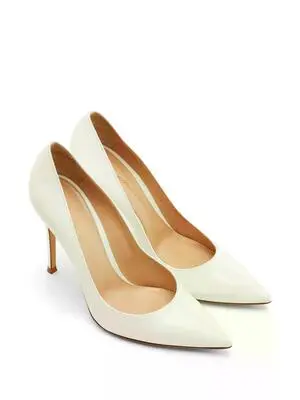 GIANVITO ROSSI Patent Leather Pointed Toe Pumps - White