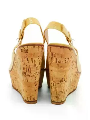GIANVITO ROSSI Cork Platform Wedge Sandals