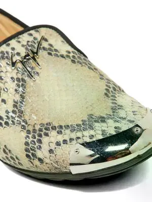 GIUSEPPE ZANOTTI Python-embossed Leather Slippers