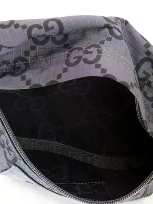 Gucci Ripstop Gg Nylon And Leather Belt Bag - Grey