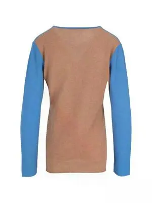 LA ROSE V-neck Sweater With Color-block Panel