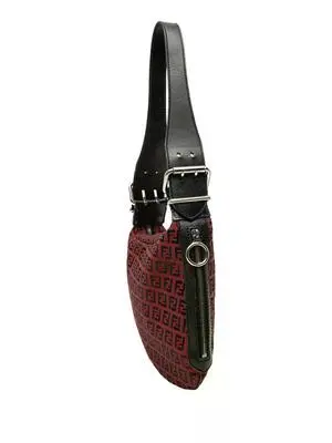 Fendi Zucchino Canvas Oyster Hobo Bag - Red