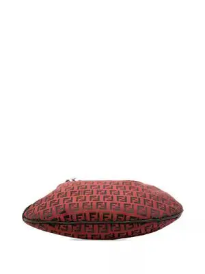Fendi Zucchino Canvas Oyster Hobo Bag - Red