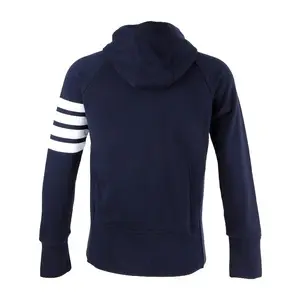 Thom Browne Zip-up Hoodie With Signature Stripes - Black