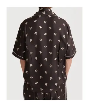 Marni Brown Silk Twill Pyjama Shirt With Floral Print