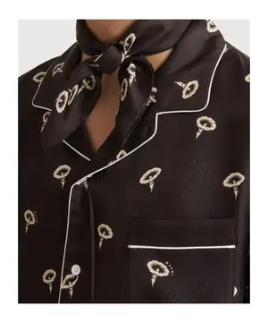 Marni Brown Silk Twill Pyjama Shirt With Floral Print