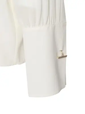 Max Mara V-neck Ruffled Silk Crepe De Chine Blouse - White