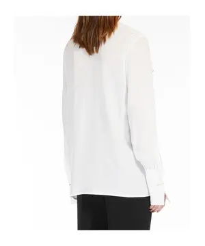 Max Mara V-neck Ruffled Silk Crepe De Chine Blouse - White