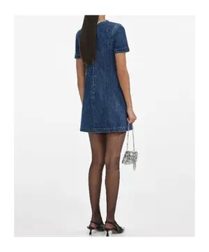 SELF-PORTRAIT Embellished Denim Mini Dress