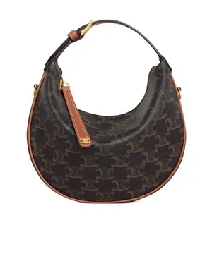 Celine Teen Lulu Triomphe Canvas And Calfskin Shoulder Bag - Tan