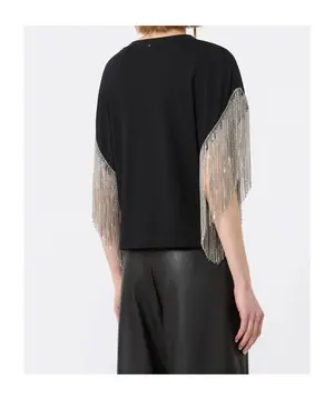 Sportmax Rhinestone Fringe Cotton T-shirt