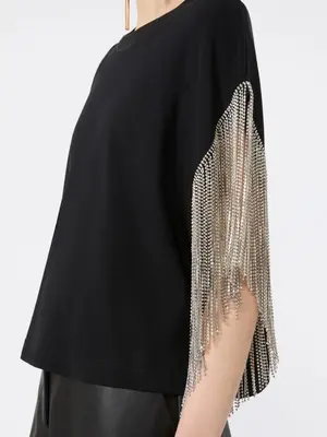 Sportmax Rhinestone Fringe Cotton T-shirt