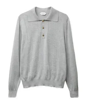 Versace Silk-cotton Knit Polo - Grey
