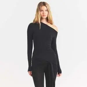 SKIMS Asymmetrical Top | Black | | Cupro Jersey