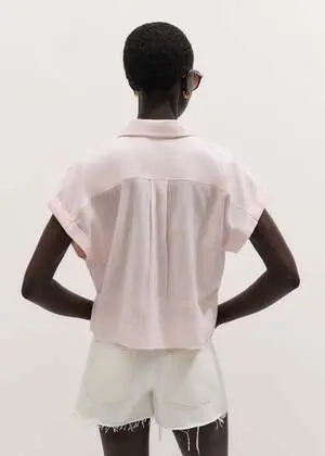 ME+EM Cotton Tie Front Shirt Iced