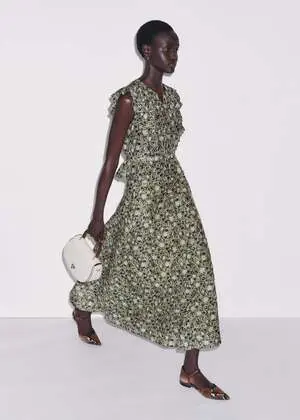 ME+EM Silk Cotton Floral Print Maxi Skirt - Green/multi