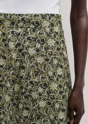 ME+EM Silk Cotton Floral Print Maxi Skirt