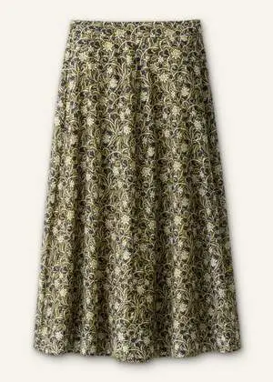 ME+EM Silk Cotton Floral Print Maxi Skirt