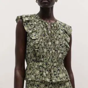 ME+EM Silk Cotton Floral Print Maxi Skirt