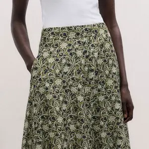 ME+EM Silk Cotton Floral Print Maxi Skirt