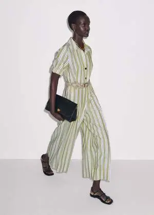 ME+EM Stripe Wide-leg Cropped Jumpsuit
