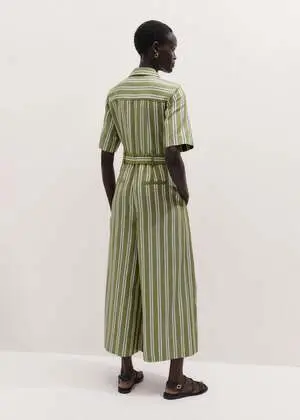 ME+EM Stripe Wide-leg Cropped Jumpsuit