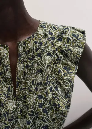 ME+EM Silk Cotton Floral Print Peplum Top
