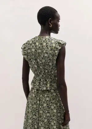 ME+EM Silk Cotton Floral Print Peplum Top