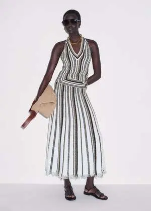ME+EM Bouclé Stripe Knit Maxi Skirt