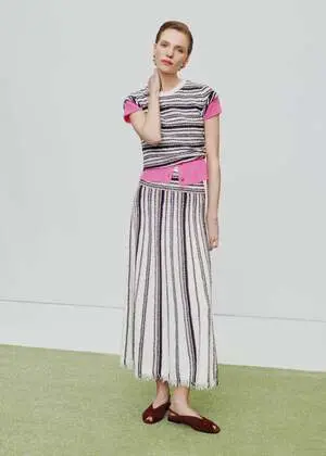 ME+EM Bouclé Stripe Knit Maxi Skirt