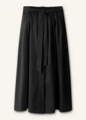 ME+EM Cotton A-line Maxi Skirt With Belt