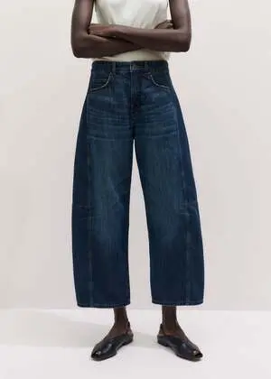 ME+EM Cropped Exaggerated Tapered Jean Authentic Dark Wash - Blue