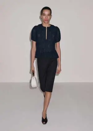 ME+EM Cotton Broderie Peplum Top
