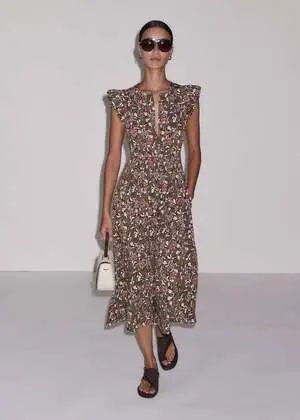 ME+EM Floral Print Midi Dress - Cinnamon Multi