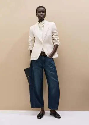 ME+EM Textured Frayed Cardigan Blazer