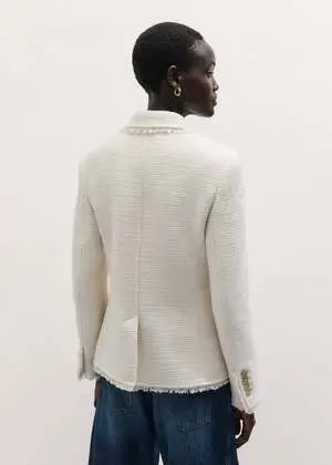 ME+EM Textured Frayed Cardigan Blazer