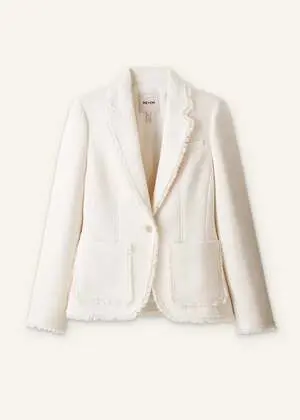 ME+EM Textured Frayed Cardigan Blazer