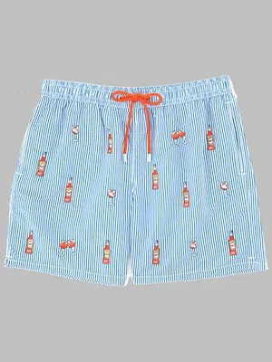 MC2 SAINT BARTH Swim Shorts With Bottle And Glass Print