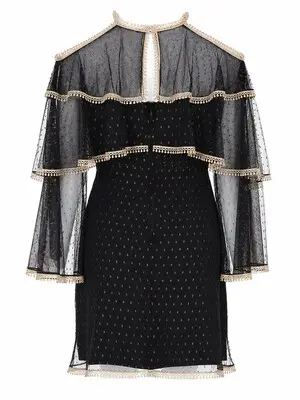 THURLEY Abito Con Cappa In Tulle Plumetis