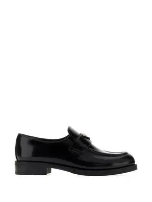 Prada Polished Leather Loafers With Triangle Logo