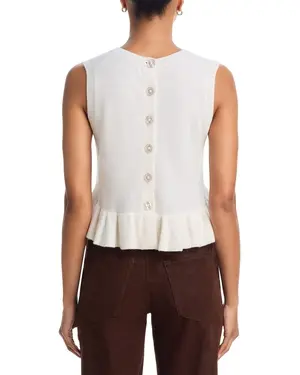 Aqua 100% Cashmere Ruffle Sweater - Ivory