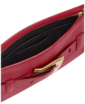 Balmain Anthem Smooth Leather Clutch - Red