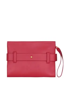 Balmain Anthem Smooth Leather Clutch - Red