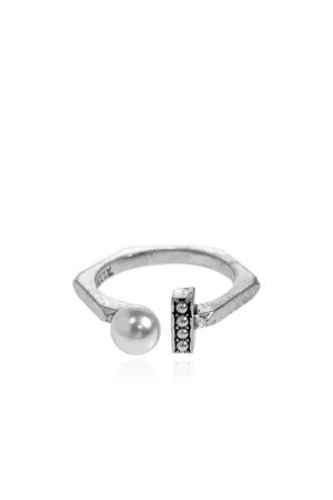 ALLSAINTS Ring With Glass Pearls - Silver