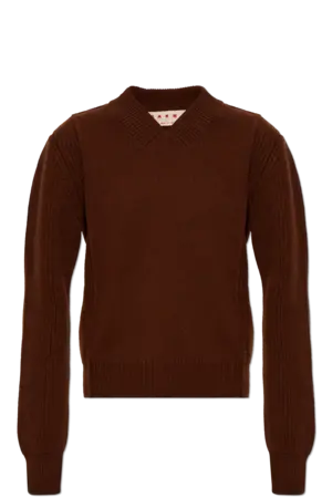 Marni Wool Sweater With V-neck - Brown